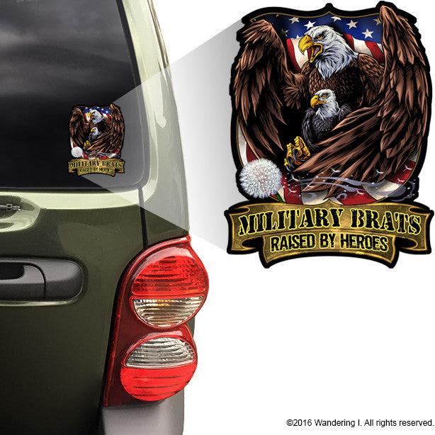 "Military Brats - Raised by Heroes" Die-Cut Vinyl Sticker (5" Size ...